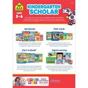 School Zone - Kindergarten Scholar Workbook - 64 Pages, Ages 5 to 6, Alphabet, Phonics, Shapes, Patterns, Counting, Addition & Subtraction, and More