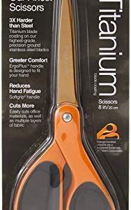 Fiskars 01-004244J Premier Softgrip Titanium Straight Adult Scissors, 8 Inch, Orange