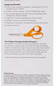 Fiskars 01-004244J Premier Softgrip Titanium Straight Adult Scissors, 8 Inch, Orange