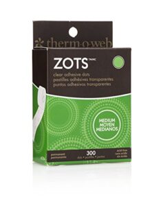 icraft zots clear adhesive dots, medium, 3/8″ diameter x 1/64″ thick, 300 count