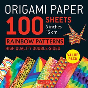 origami paper 100 sheets rainbow patterns 6″ (15 cm): tuttle origami paper: double-sided origami sheets printed with 8 different patterns (instructions for 7 projects included)