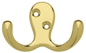 liberty hardware b59104z-pb-c double prong robe hook, polished brass