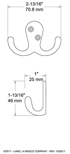 LIBERTY B46114Q-SN-C5 Double Prong Robe Hook, Satin Nickel, Matte Nickel