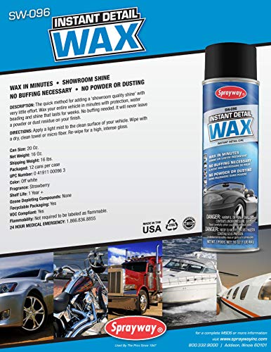 Sprayway SW096 Instant Detail Wax, 16oz, 1 Pack