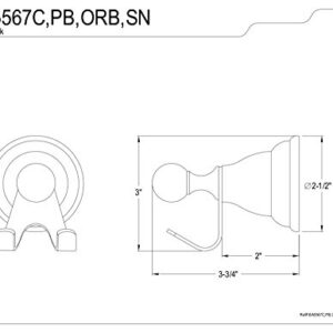 Kingston Brass BA5567SN Royale Robe Hook, 3-3/4" Length, Brushed Nickel