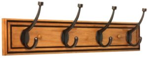 liberty 129846 27-inch galena hook rail/coat rack with 4 pilltop hooks, honey maple and statuary bronze