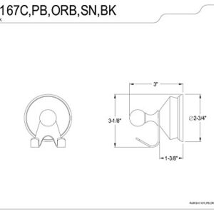 Kingston Brass BA1167C Vintage Robe Hook, Polished Chrome 3-1/8"