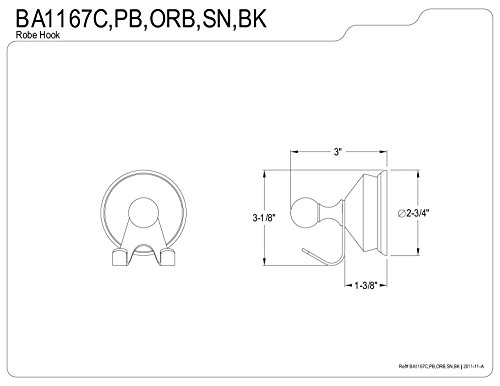 Kingston Brass BA1167C Vintage Robe Hook, Polished Chrome 3-1/8"