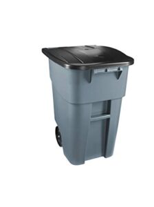 rubbermaid commercial products brute rollout trash/garbage can/bin with wheels, 50 gal, for restaurants/hospitals/offices/back of house/warehouses/home, gray (fg9w2700gray)