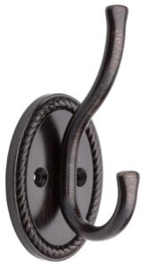 roped edge design coat and hat hook, venetian bronze, packaging may vary