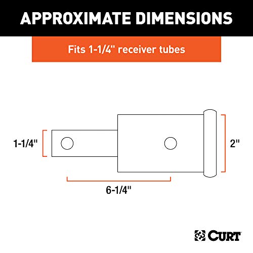 CURT 45785 Trailer Hitch Receiver Adapter, 1-1/4 to 2-Inch, 6-1/4-In Extension, 350 lbs