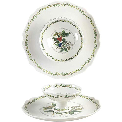 PORTMEIRION THE HOLLY & THE IVY Chip & Dip Set 2 Piece