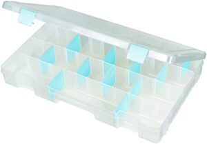 artbin 6857ag large anti-tarnish box with removable dividers, jewelry & craft organizer with anti-tarnish technology, [1] plastic storage case, clear with aqua accents