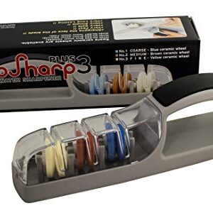 MinoSharp 550/GB 3 Stage III Hand-Held Knife Sharpener, 2.1, Gray