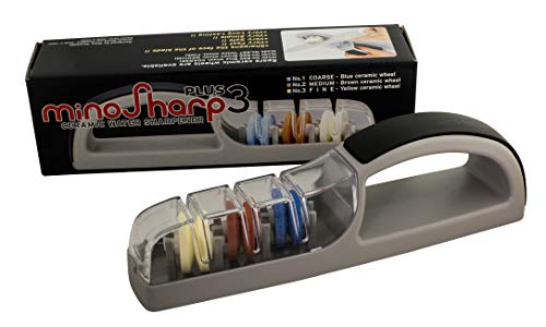 MinoSharp 550/GB 3 Stage III Hand-Held Knife Sharpener, 2.1, Gray