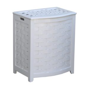 oceanstar bhv0100w bowed front veneer laundry wood hamper, white finished