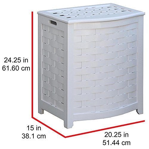 Oceanstar BHV0100W Bowed Front Veneer Laundry Wood Hamper, White Finished