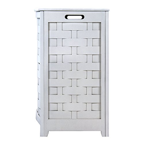 Oceanstar BHV0100W Bowed Front Veneer Laundry Wood Hamper, White Finished