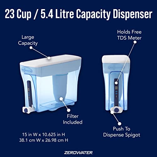 ZeroWater ZD-018 ZD018, 23 Cup Water Filter Pitcher with Water Quality Meter