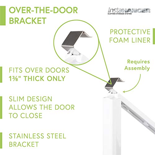 InstaHanger Closet Organizer, The Original Folding Drying Rack, Wall Mount, Includes "Over Door Bracket" For 1 3/8" Thick Doors Only