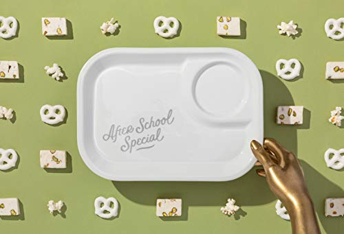 After School Special Ceramic Serving Tray from Brass Monkey - 11.5" x 8.5" x 3/4", White, Vintage Cafeteria-Inspired Tray, Unique Gift Idea!