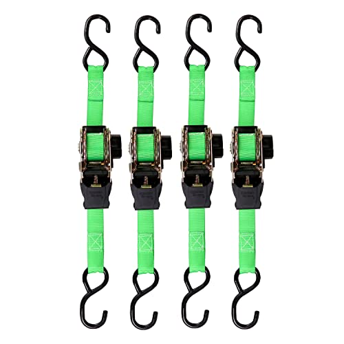 SmartStraps 6â€™ Ratchet Straps, 4 Pack â€” Standard Duty Retractable Tie-Down Straps â€” 1,500lb Break Strength, 500lb Safe Work Load â€” Haul ATVs, Lawn Tractors and Other Small Equipment