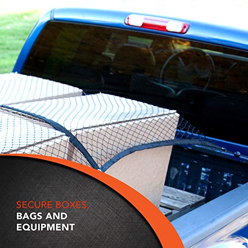 CargoSmart Adjustable Truck Net — Cargo Net for Pickup Truck Bed Adjustable to a Maximum Size of 78” x 55” — Fits on Most Standard Sized Truck Beds