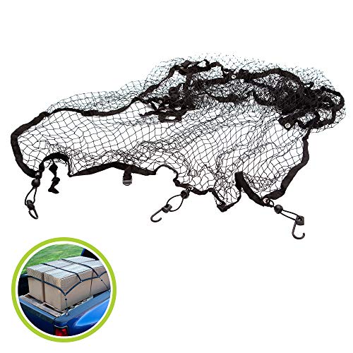 CargoSmart Adjustable Truck Net — Cargo Net for Pickup Truck Bed Adjustable to a Maximum Size of 78” x 55” — Fits on Most Standard Sized Truck Beds