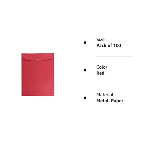 Jam Paper 87477 Open End Clasp #13 Catalog Envelope, 10-Inch X 13-Inch, Red, 100/Box