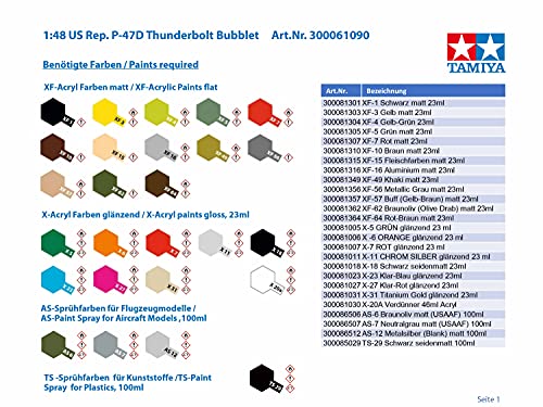 Tamiya 61090 1/48 P-47D Thunderbolt Bubbletop Plastic Model Airplane Kit