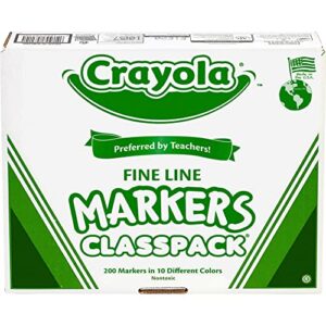 Crayola Fine Line Markers For Kids, Back to School Supplies For Teachers, Bulk Markers For School, 200 Count, Brown