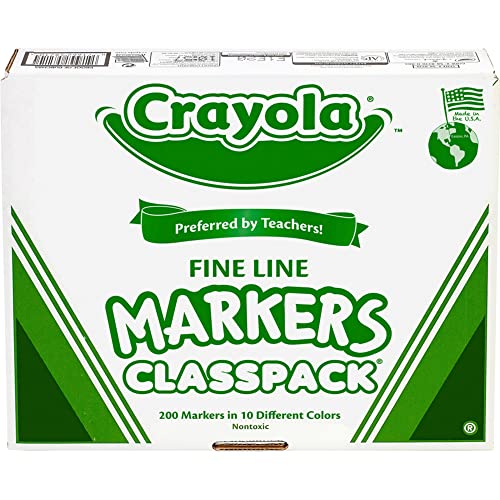 Crayola Fine Line Markers For Kids, Back to School Supplies For Teachers, Bulk Markers For School, 200 Count, Brown