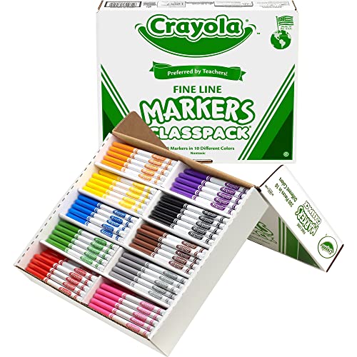 Crayola Fine Line Markers For Kids, Back to School Supplies For Teachers, Bulk Markers For School, 200 Count, Brown