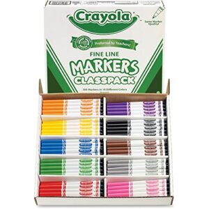 Crayola Fine Line Markers For Kids, Back to School Supplies For Teachers, Bulk Markers For School, 200 Count, Brown