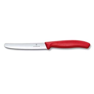 victorinox swiss classic 4.5 inch serrated utility steak knife with red handle