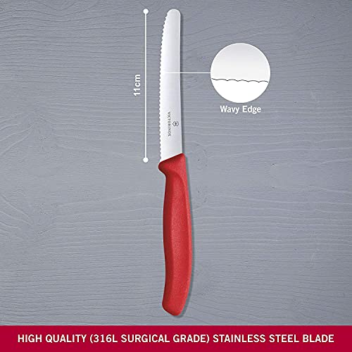 Victorinox Swiss Classic 4.5 Inch Serrated Utility Steak Knife with Red Handle