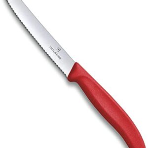 Victorinox Swiss Classic 4.5 Inch Serrated Utility Steak Knife with Red Handle