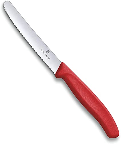 Victorinox Swiss Classic 4.5 Inch Serrated Utility Steak Knife with Red Handle