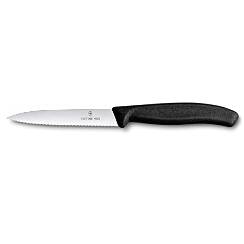 Victorinox VIC-6.7733 Swiss Classic Paring 4" Serrated Spear Point Blade 5/8" Width at Handle Black