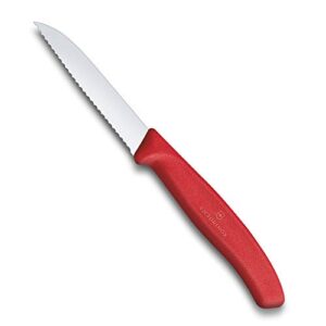 victorinox swiss classic 3 1/4 inch wavy red paring knife, 3.1 inches