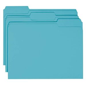 Smead Colored File Folder, 1/3-Cut Tab, Letter Size, Teal, 100 per Box (13143)