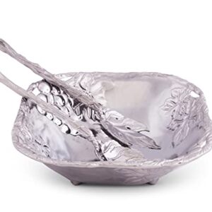 Arthur Court Designs Metal 3-Pc Grape Salad Set Bowl and Server in Grape Pattern Sand Casted in Aluminum with Artisan Quality Hand Polished Design Tarnish-Free 9.5 Inch Diameter