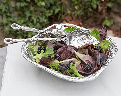 Arthur Court Designs Metal 3-Pc Grape Salad Set Bowl and Server in Grape Pattern Sand Casted in Aluminum with Artisan Quality Hand Polished Design Tarnish-Free 9.5 Inch Diameter