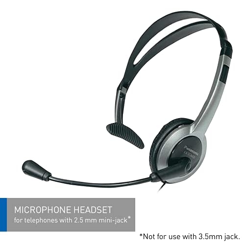 Panasonic Comfort Fit Headset for TCA Series Cordless Landline Phones, Foldable Headset with Flexible Noise-Cancelling Microphone and Volume Control, 2.5 mm Plug, Grey/Silver KX-TCA430