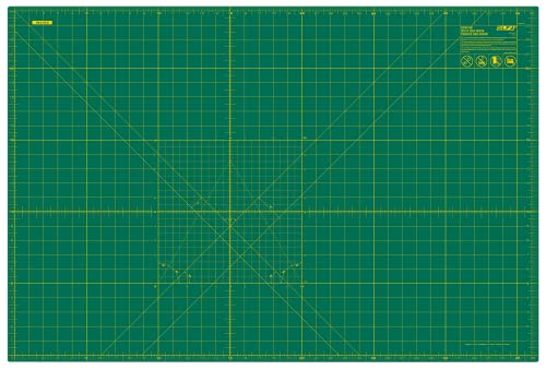 OLFA 24" x 36" Self Healing Rotary Cutting Mat (RM-MG) - Double Sided 24x36 Inch Cutting Mat with Grid for Quilting, Sewing, Fabric, & Crafts, Designed for Use with Rotary Cutters (Green)