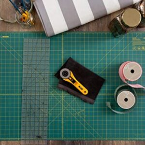 OLFA 24" x 36" Self Healing Rotary Cutting Mat (RM-MG) - Double Sided 24x36 Inch Cutting Mat with Grid for Quilting, Sewing, Fabric, & Crafts, Designed for Use with Rotary Cutters (Green)