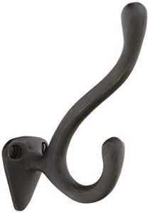 emtek 86106 sandcast bronze 4-1/4 inch double robe hook, medium bronze