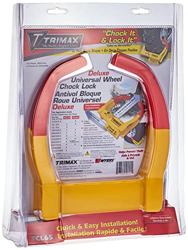 Trimax TCL65 Wheel Chock Lock , Yellow/Red, 7.25in