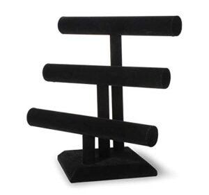 darice triple bar velvet jewelry stand, black