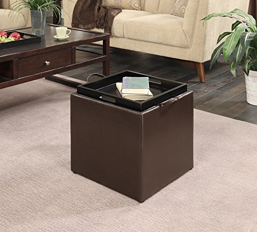 Convenience Concepts Designs4Comfort Park Avenue Single Ottoman with Stool, Espresso